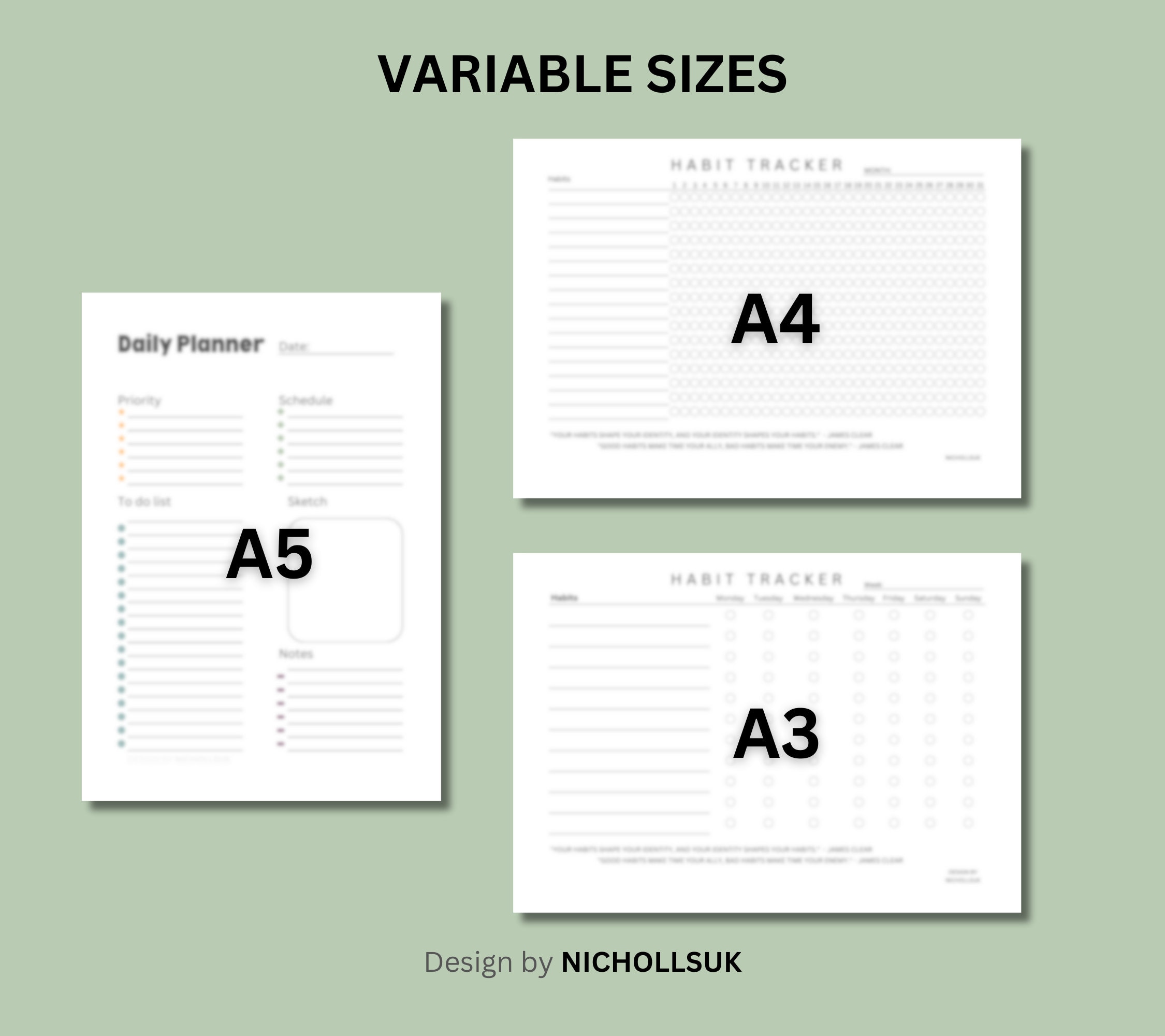 Triple Tracker Bundle! Daily, Weekly, Monthly Tracker (progress, Habit ...