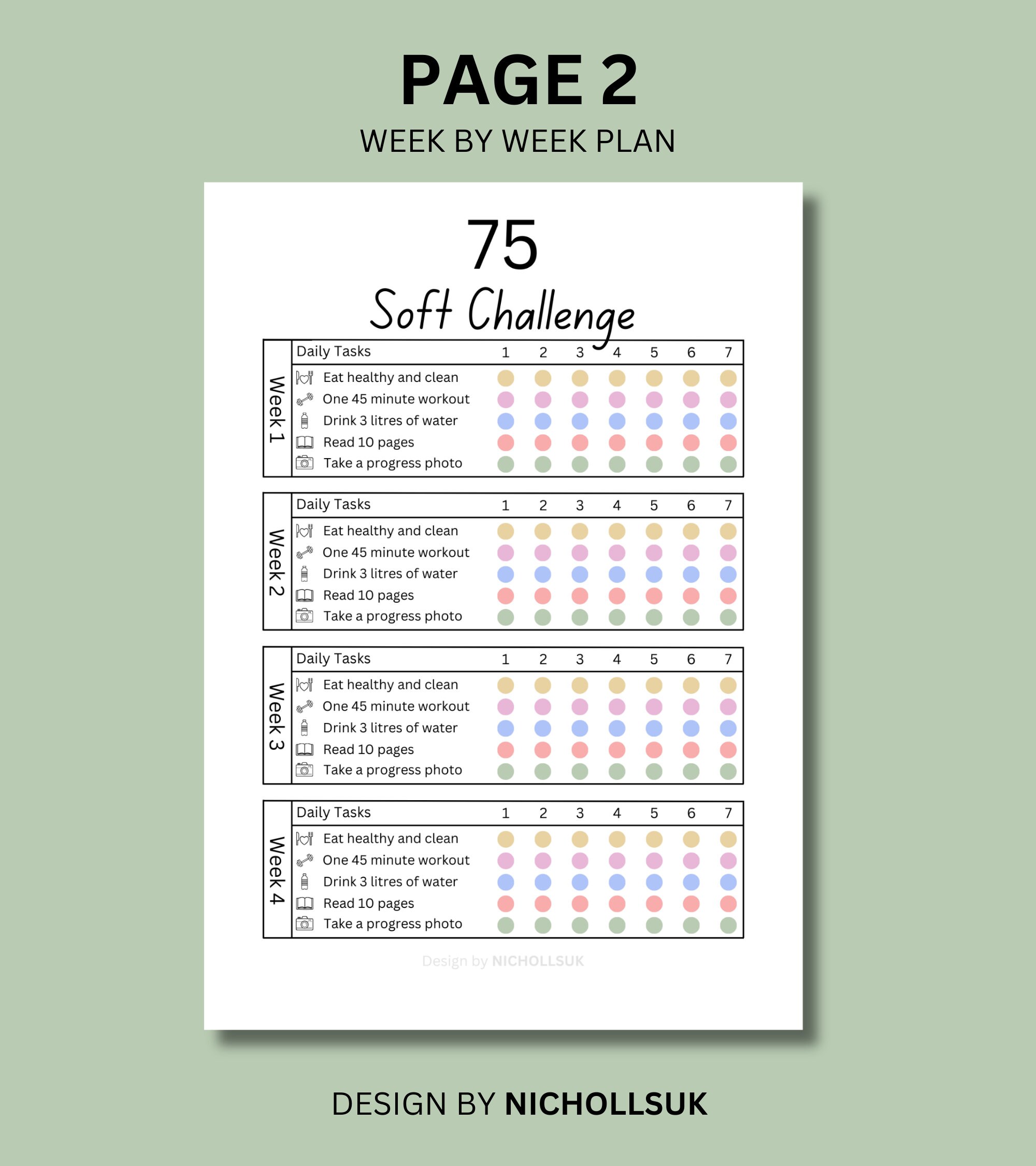 75 Soft Challenge 75 Soft Printable 75 Day Challenge Printable ...