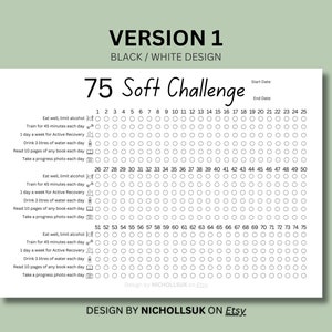 75 Soft Challenge Tracker Printable: A3/A4 Template (PDF Download) - Etsy