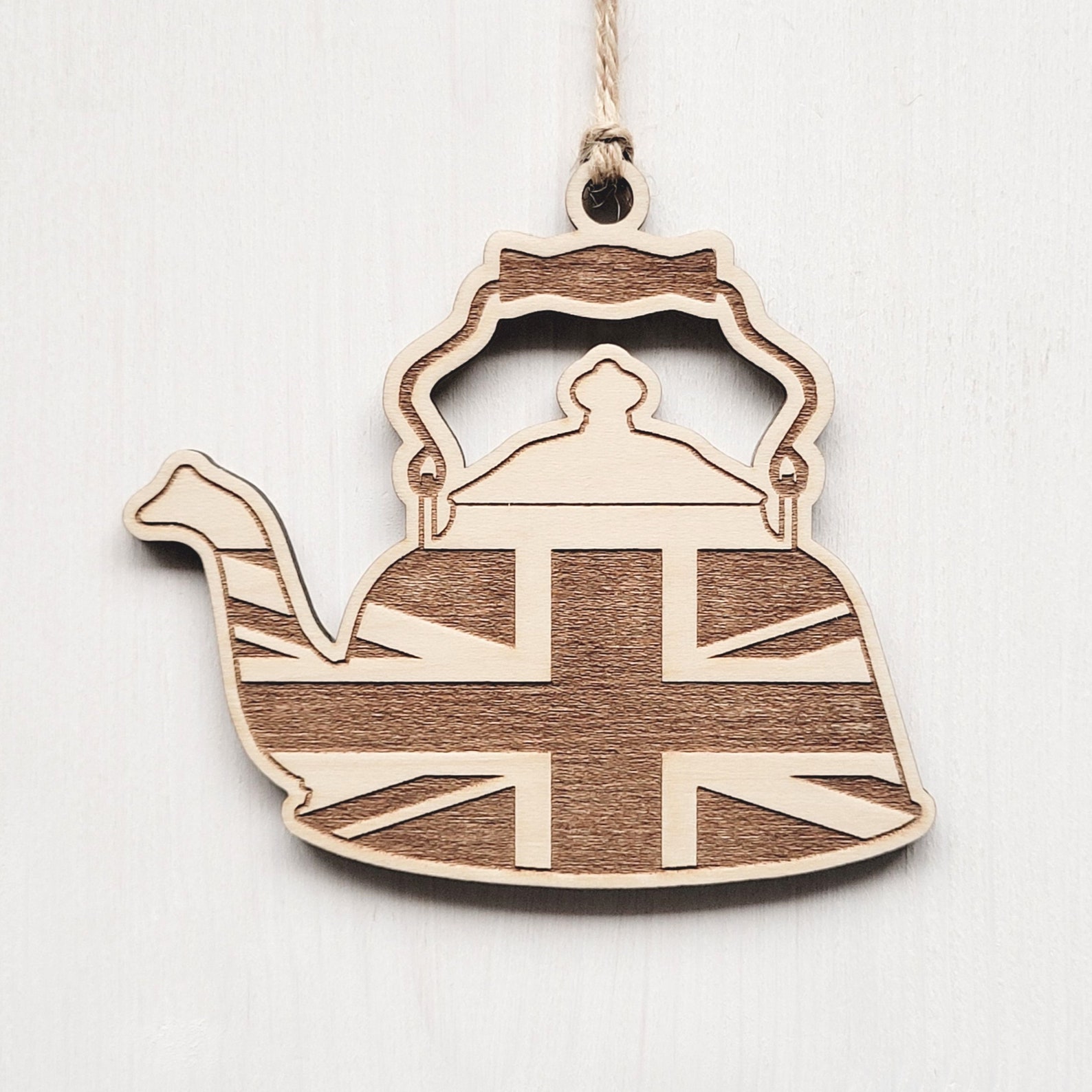 British Union Jack Victorian Copper Kettle Teapot Wood Ornament ...