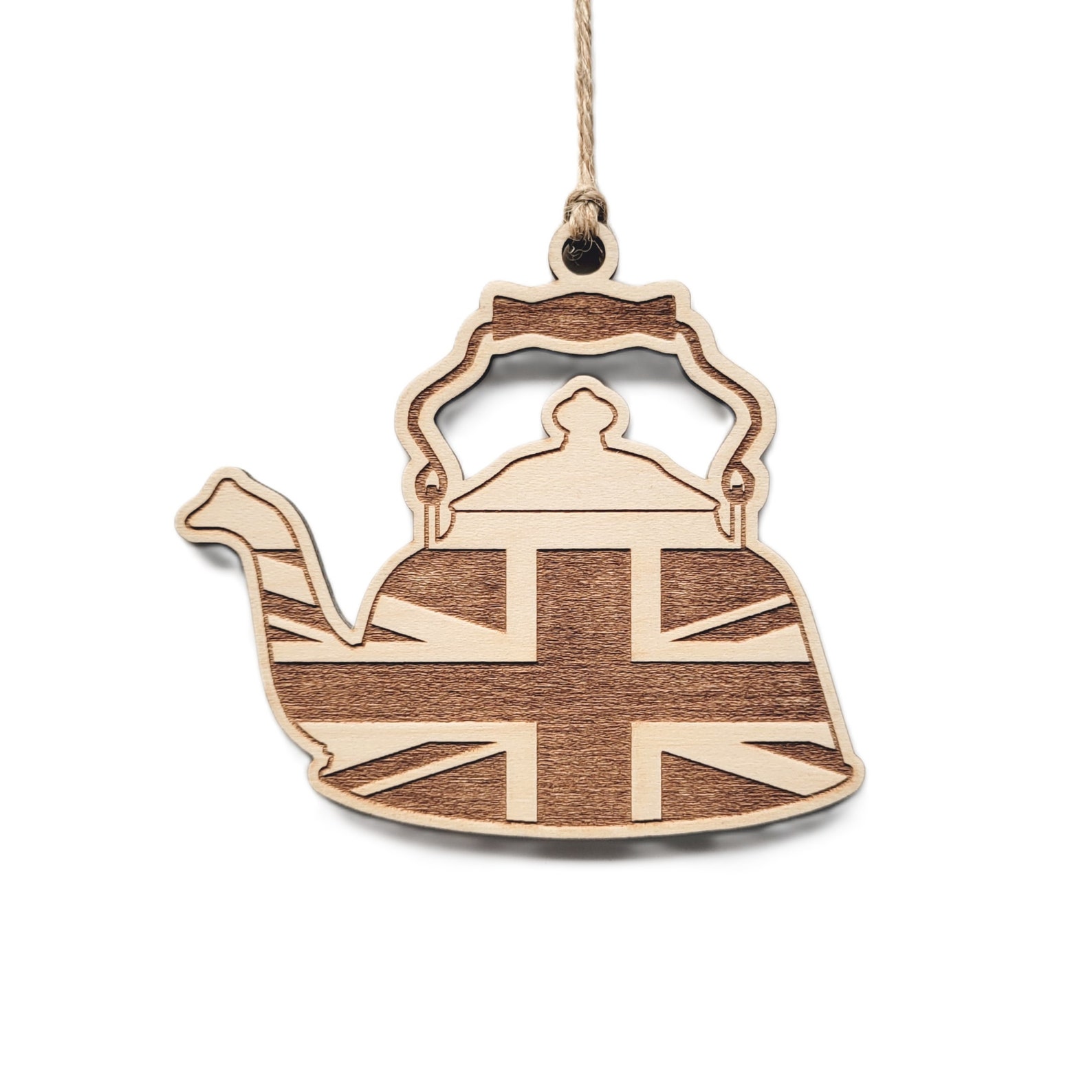British Union Jack Victorian Copper Kettle Teapot Wood Ornament ...