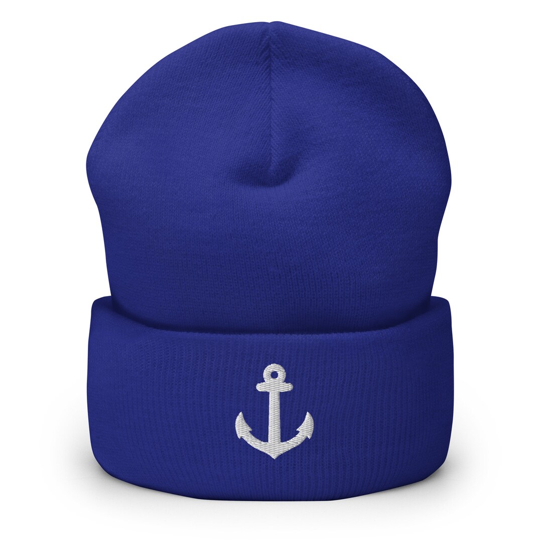 Anchor Beanie, Fisherman Beanie, Captain Hat, Maritime Gift, Gift for ...