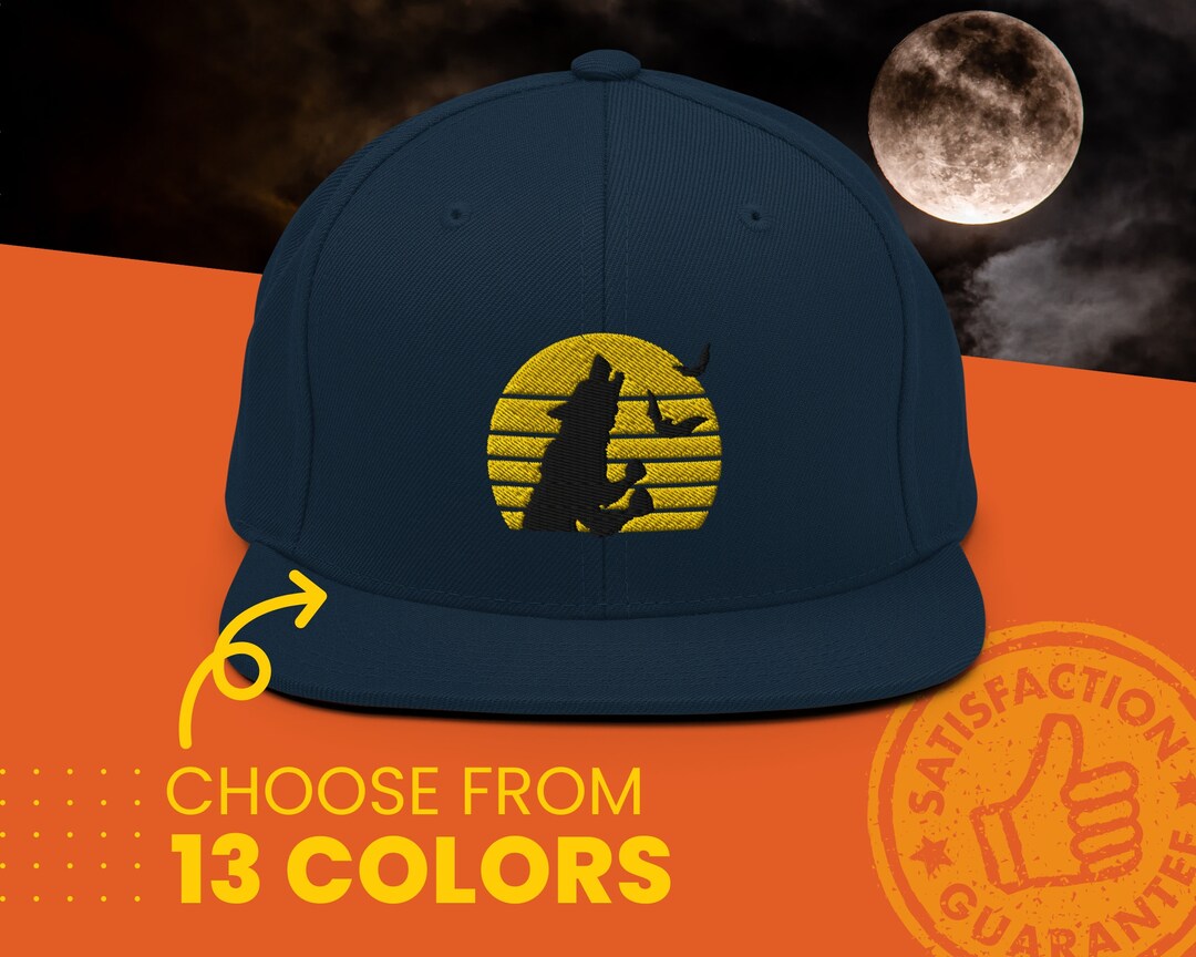 Synthwave Werewolf Halloween Hat, Embroidered Werewolf and Bats ...