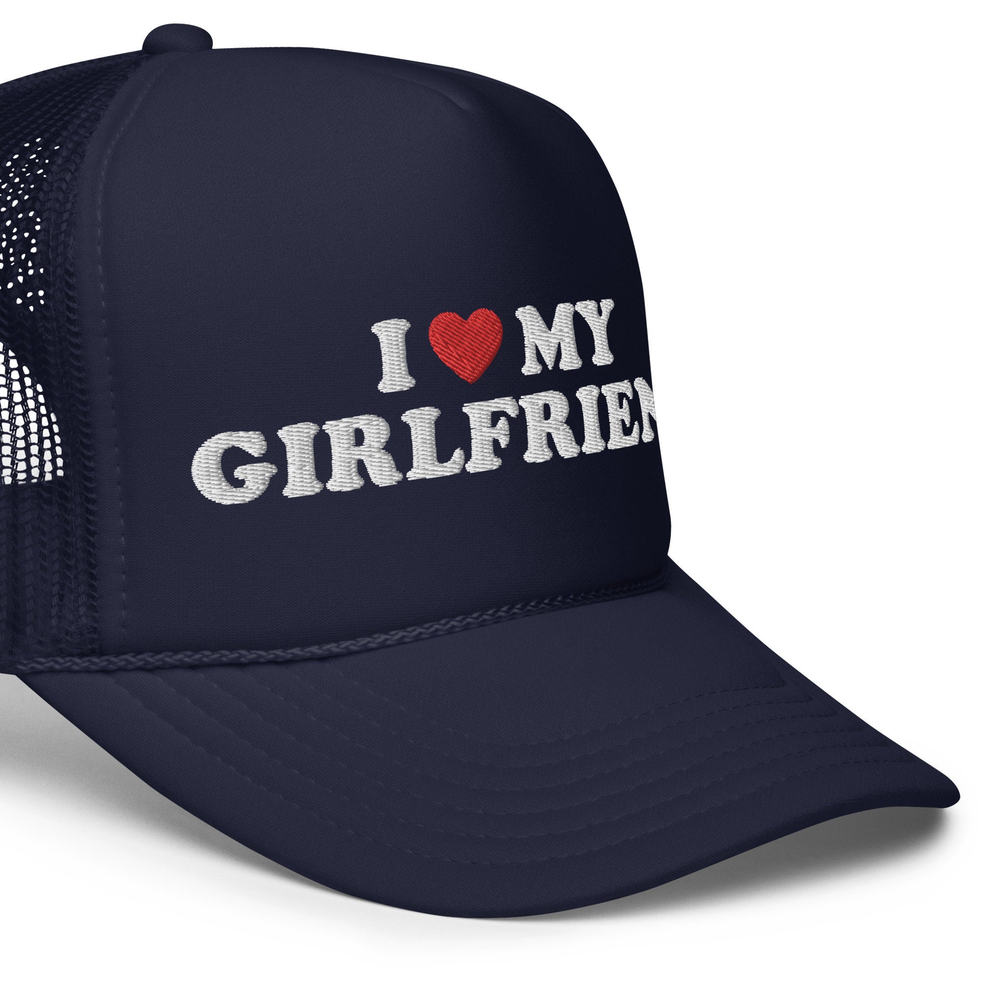I Love My Girlfriend Hat, Custom Embroidered Hats, 1 Year Anniversary ...