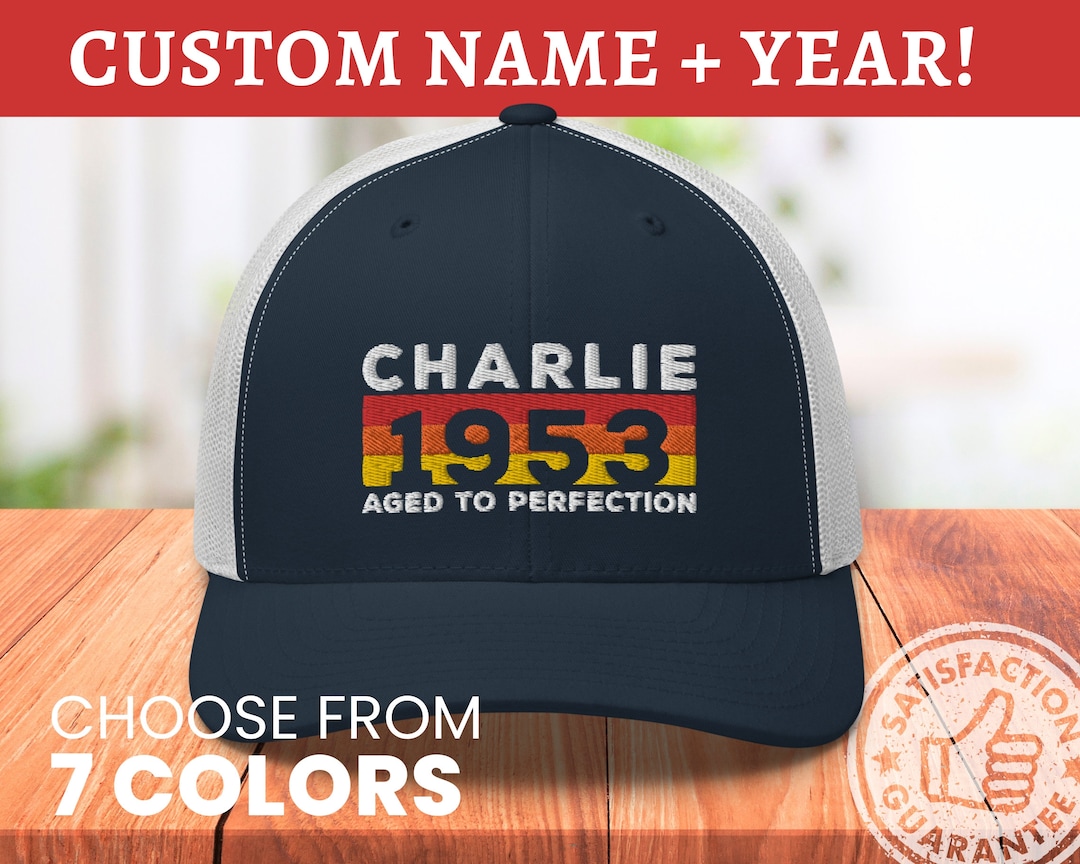Custom Birthday Trucker Hat, Custom Name and Date Embroidered Hat, 40th ...