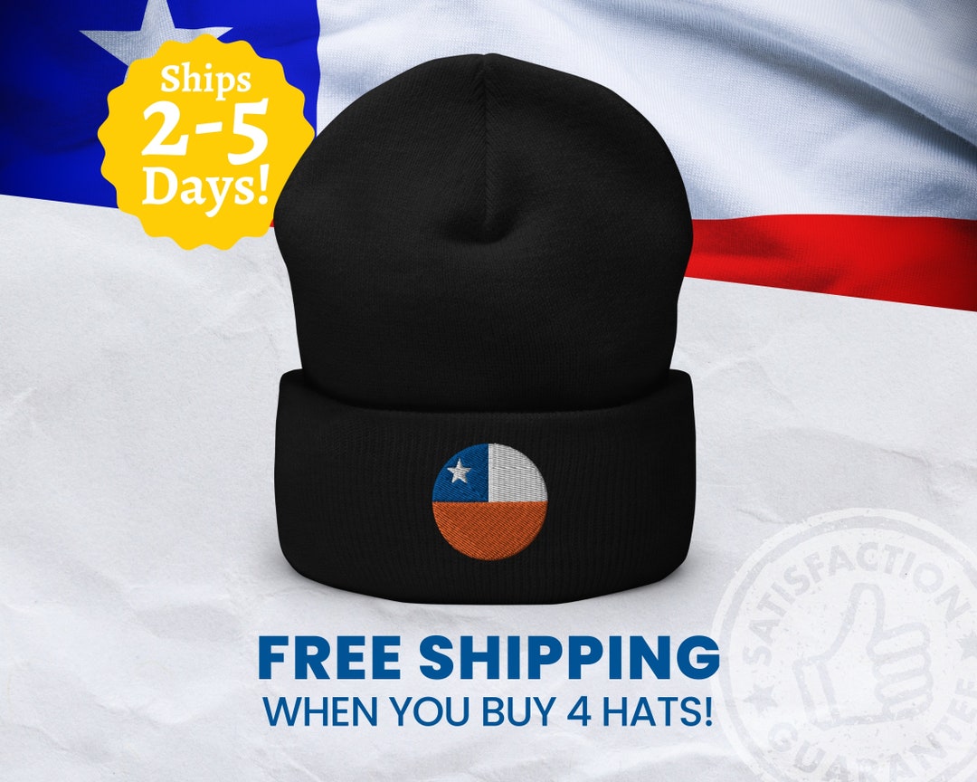 Chile Flag Embroidered Hat, Chilean Gifts, Winter Hat Embroidery ...