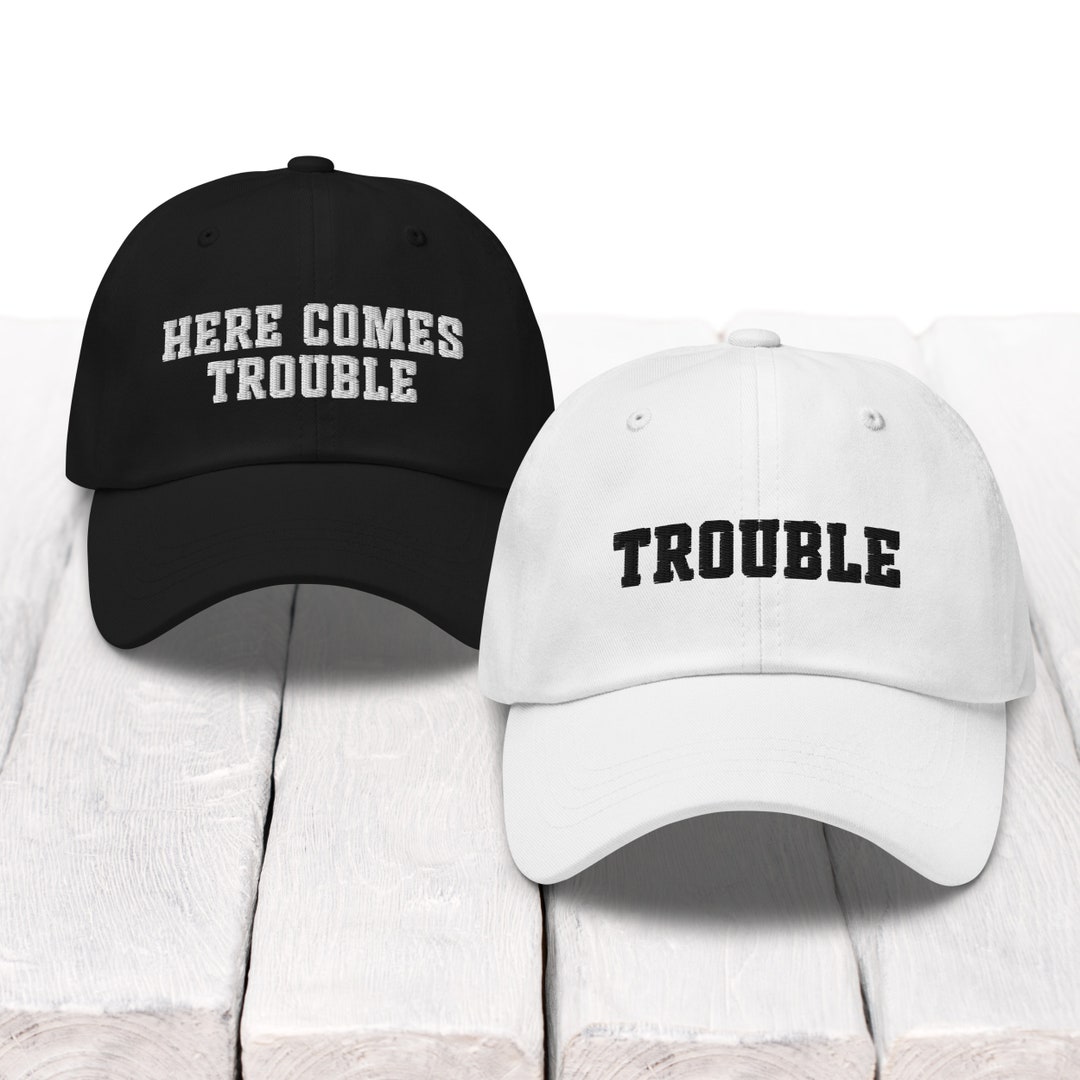 Funny Couples Matching Hats, Here Comes Trouble, Custom Pair Hats ...