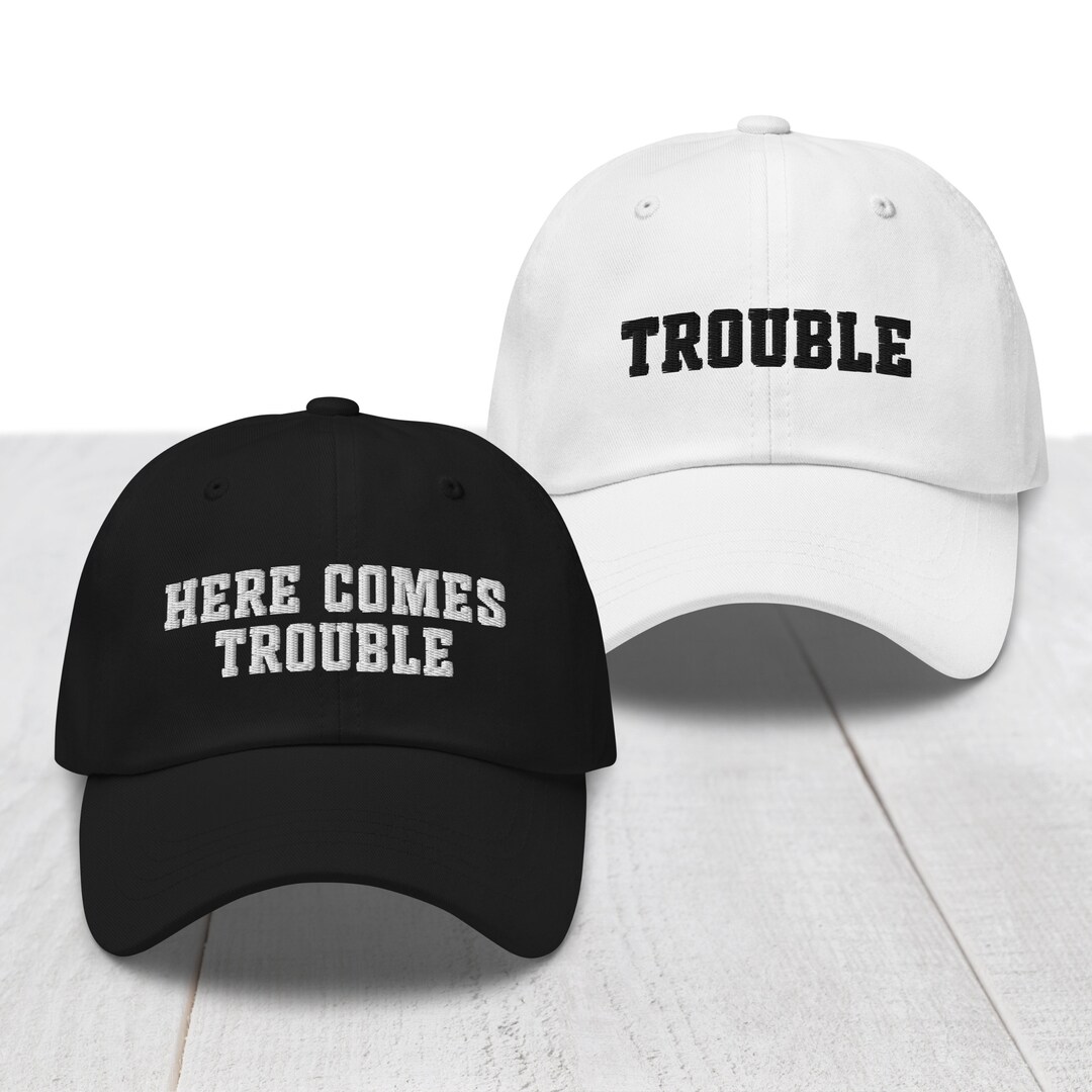 Funny Couples Matching Hats, Here Comes Trouble, Custom Pair Hats ...