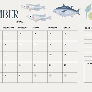 2026 Beach Calendar Printable | Ocean Themed Monthly Calendar - Etsy