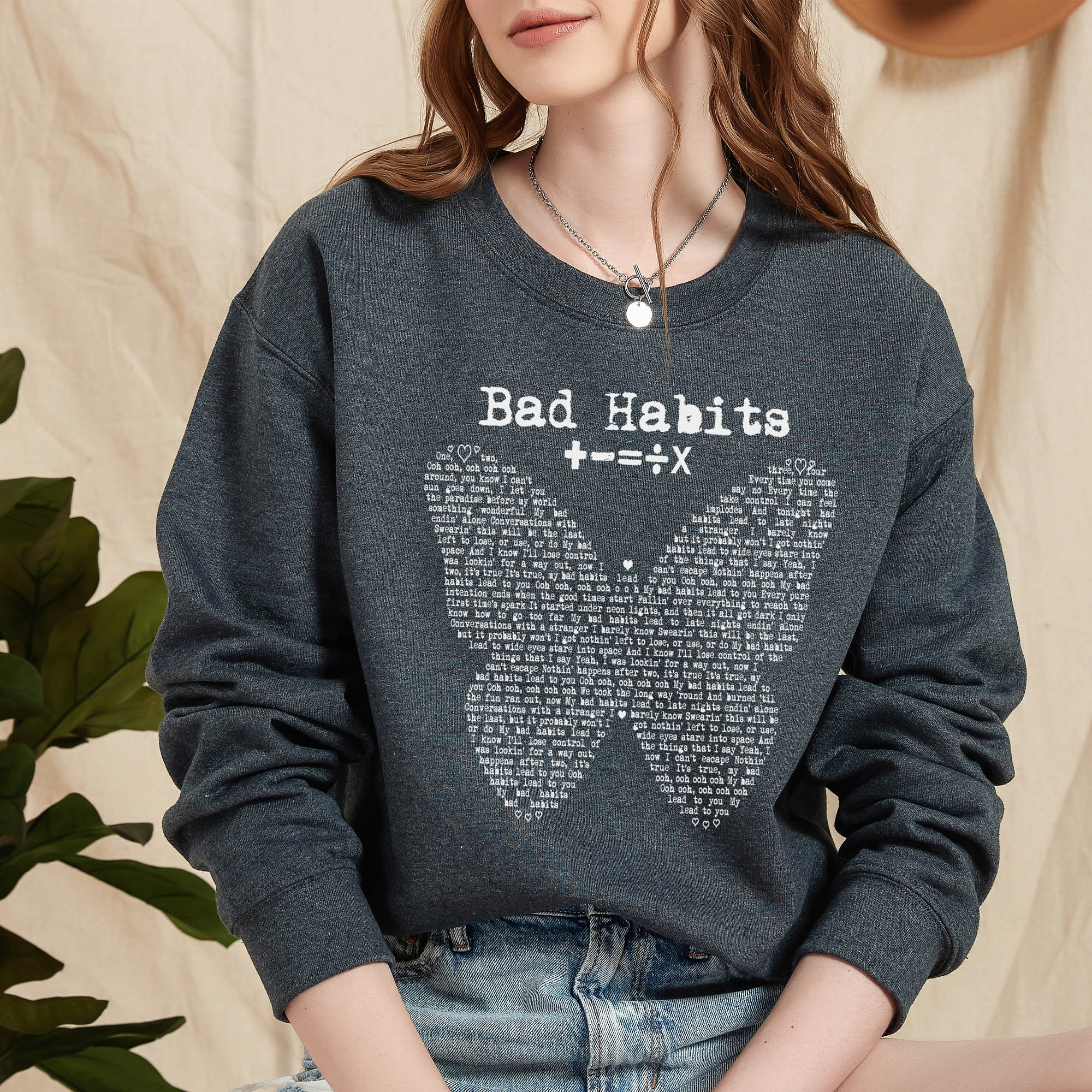 Ed Sheeran Bad Habits Song Lyrics Butterfly Shape Sweatshirt - Etsy