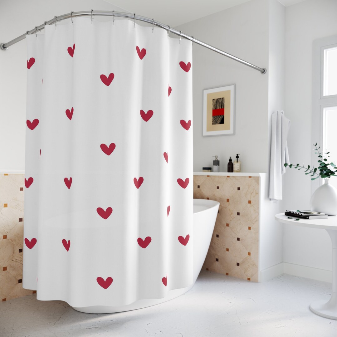 Boho Heart Shower Curtain Red Heart Shower Curtain Romantic - Etsy