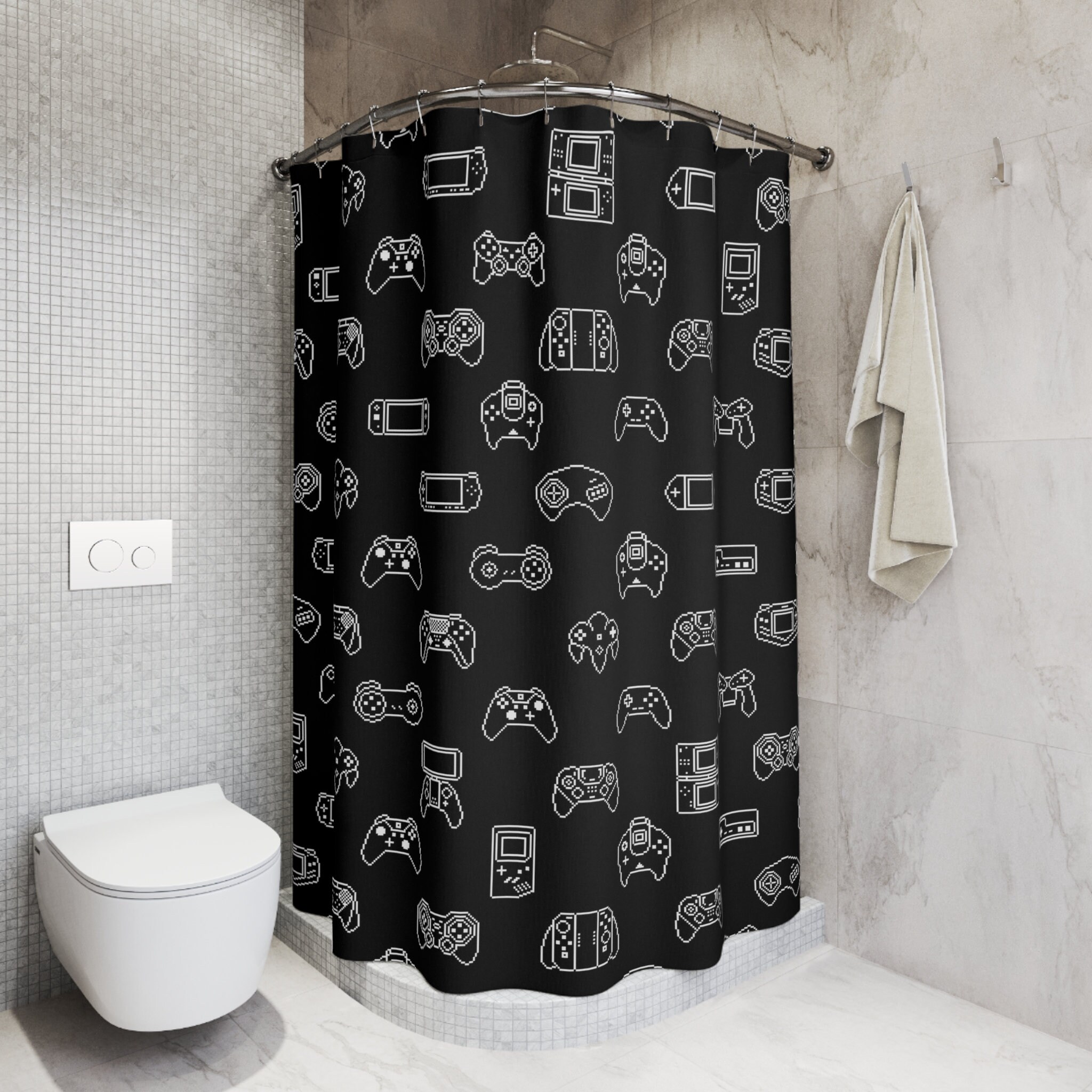 Video Game Controller Shower Curtain Gamer Shower Curtain Gamer ...
