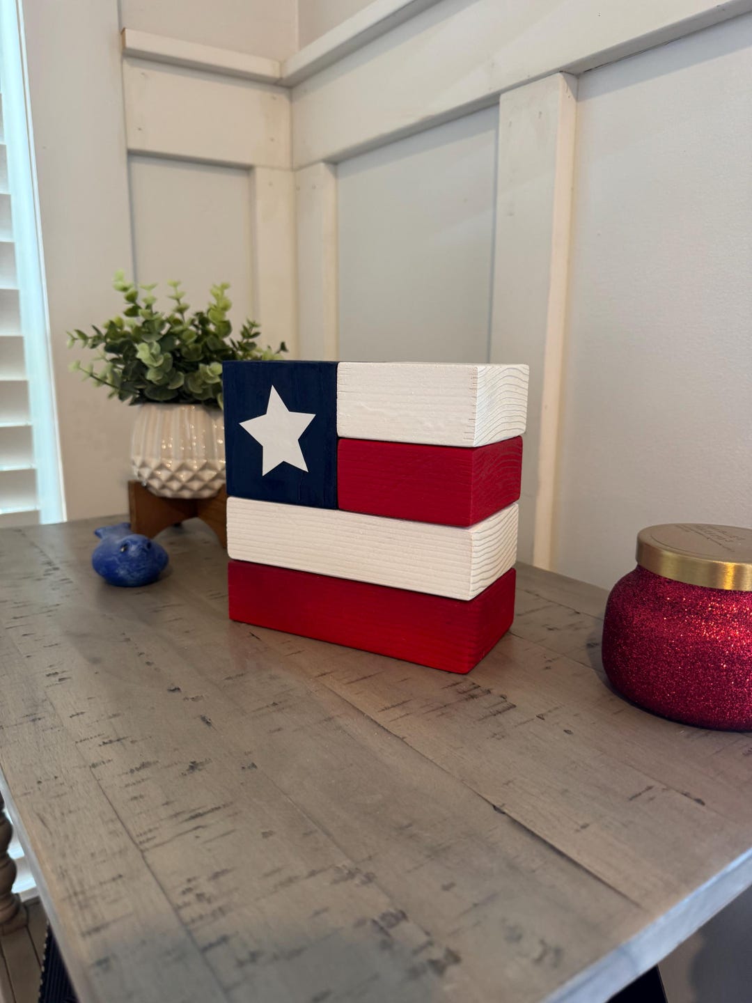 Wooden American Flag-4th of July Blocks-wood Block Decor-4th of July ...