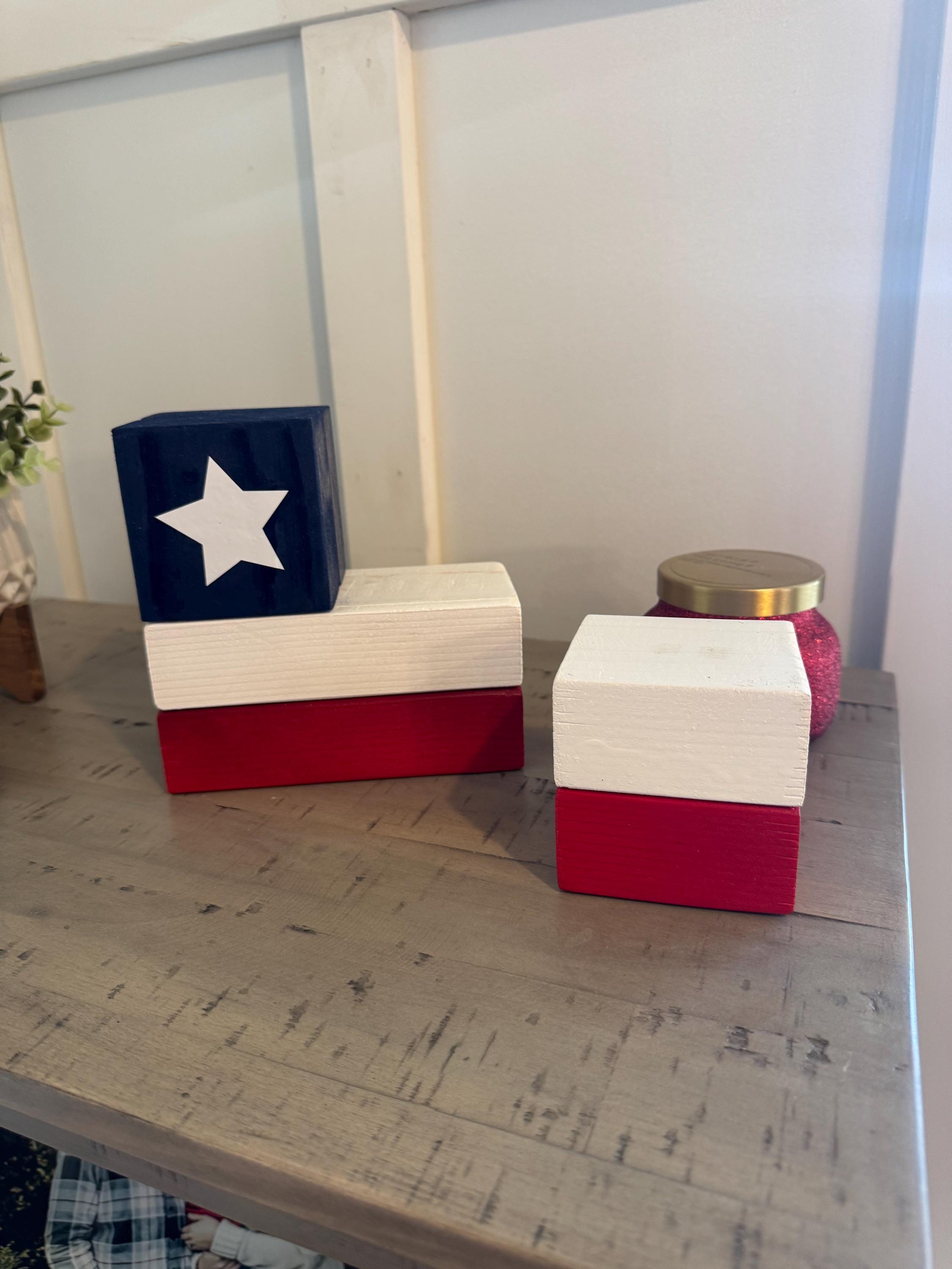 Wooden American Flag-4th of July Blocks-wood Block Decor-4th of July ...