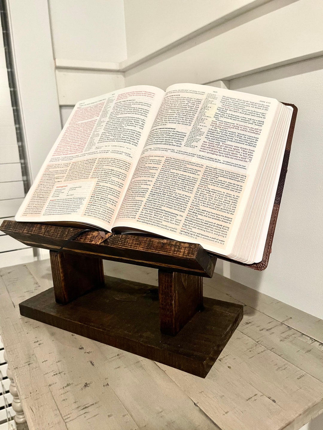 Farmhouse Charm Rustic Handmade Reading Stand Book Holder | Cookbook ...