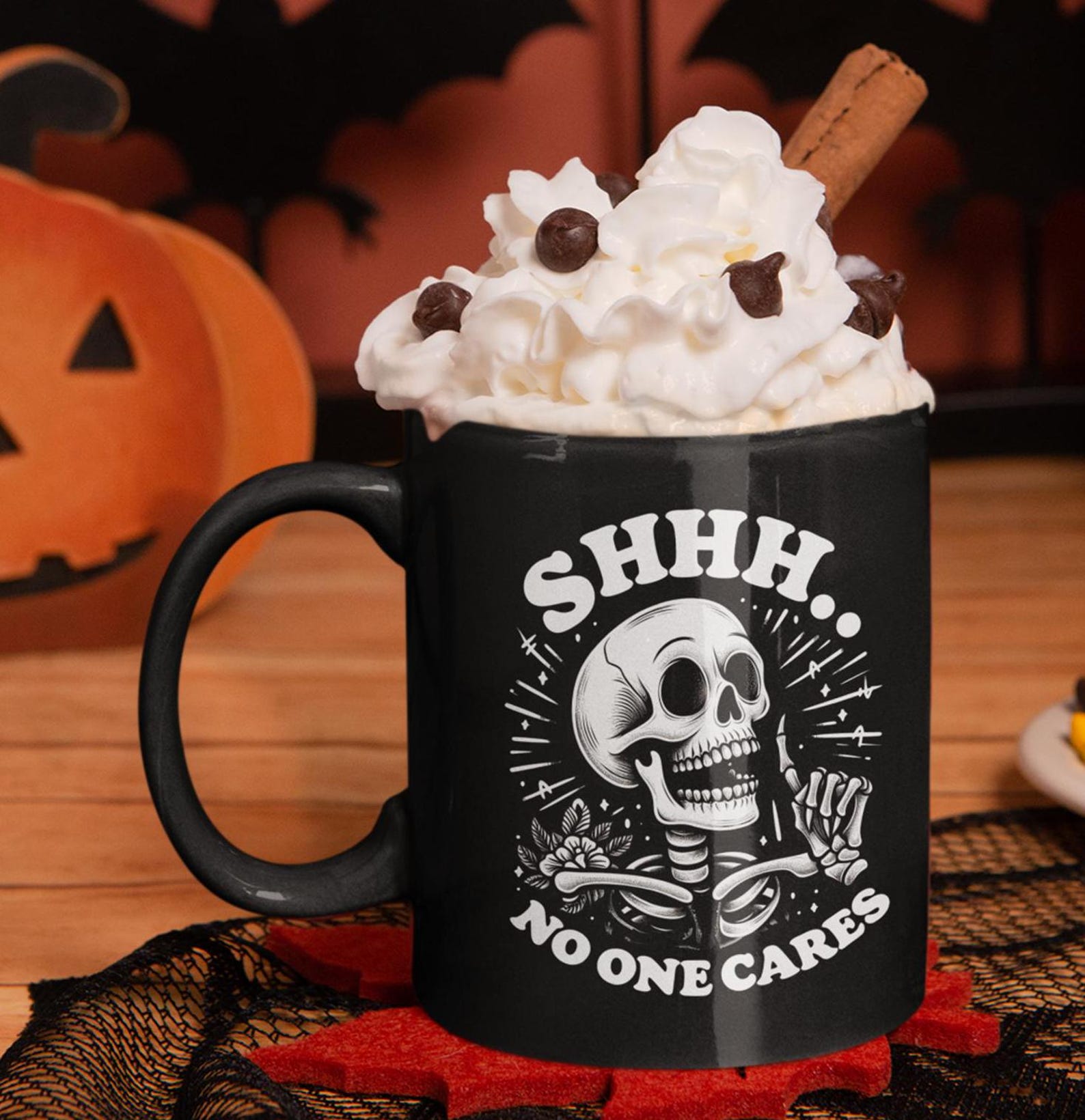 Funny Skeleton Coffee Mug 'shhh, No One Cares' Skeleton Coffee Cup ...