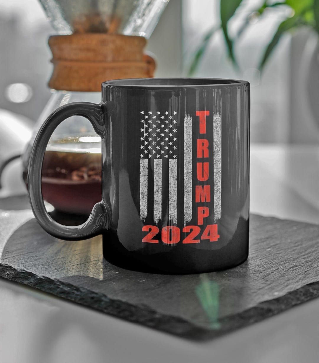President Trump Black Flag Mug 2024 Patriotic Coffee Cup Republican ...