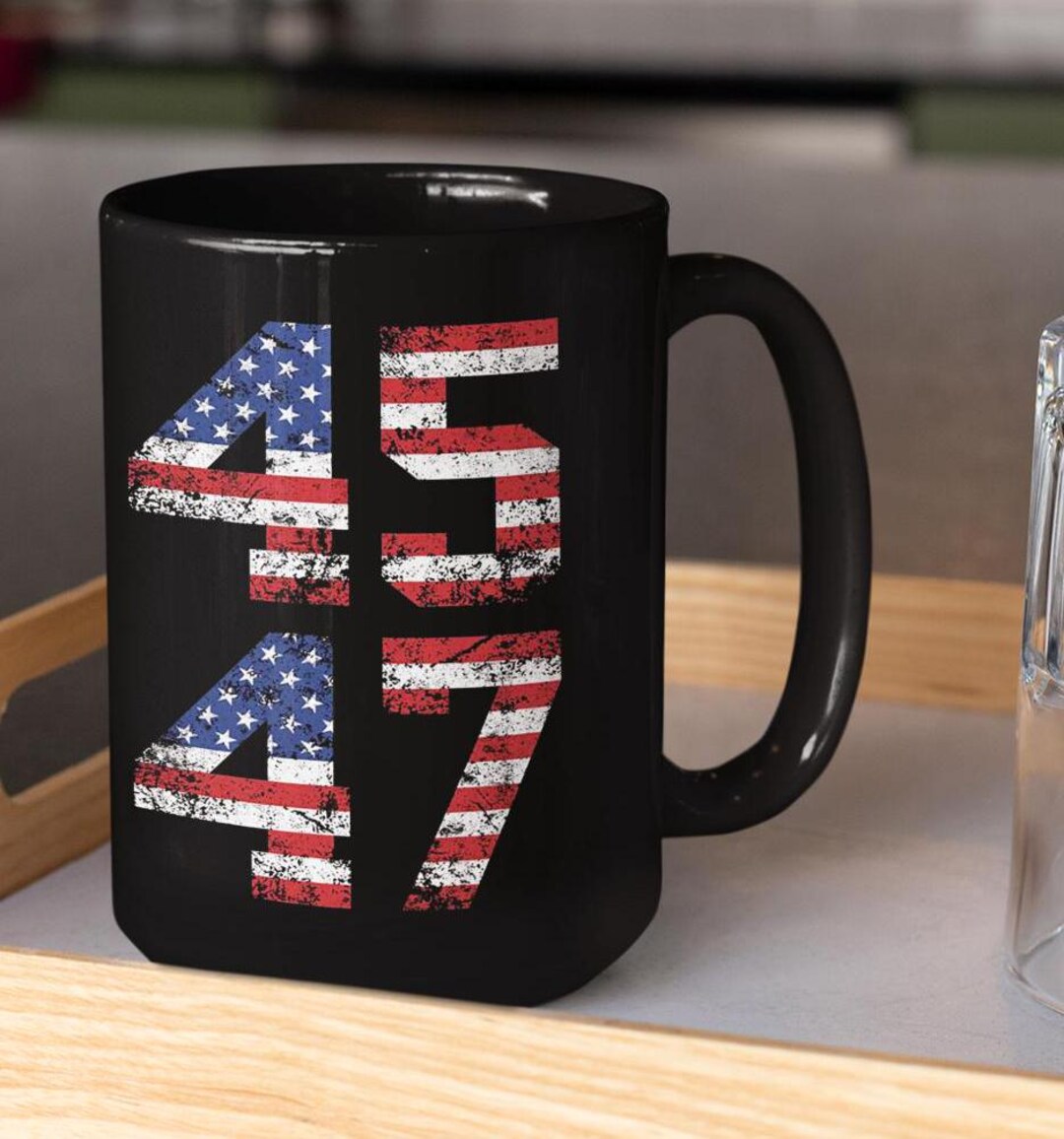 President Trump Mug 45/47 Black Coffee Mug Gifts Trump Gift Patriotic ...