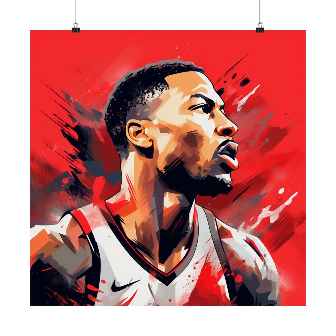 Damian Lillard Art, Dame Portland Jersey Poster, NBA Player Artwork ...