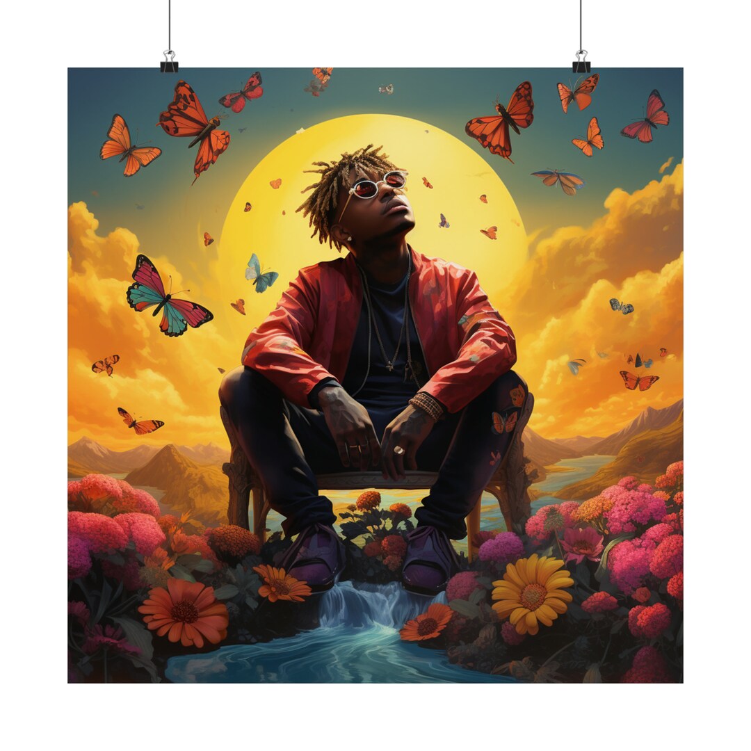 Juice Wrld Animated Art Abstract 999 Butterfly Poster Multi Colored Music Artwork Etsy