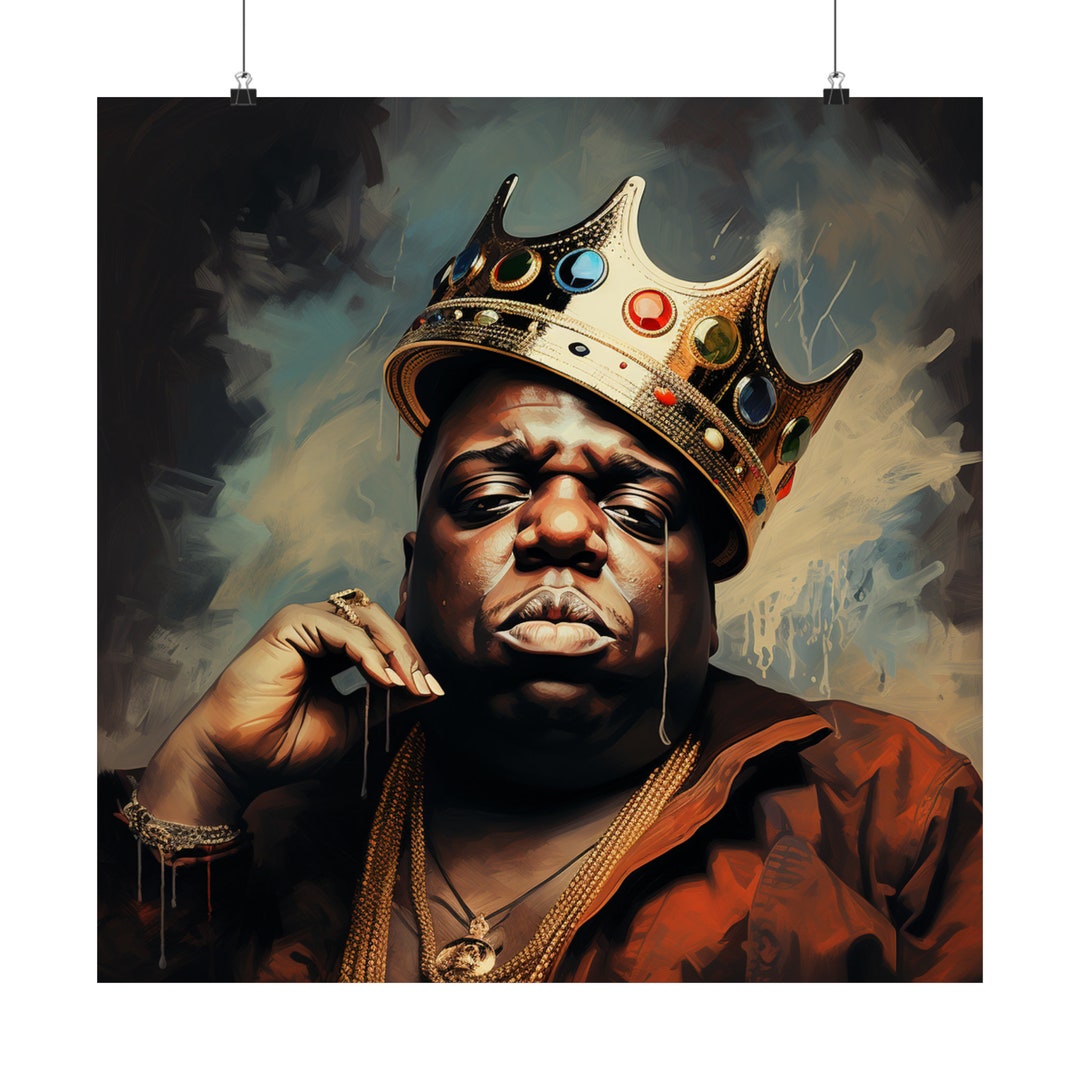 Biggie Smalls Art, the Notorious BIG With Crown & Chains Poster ...