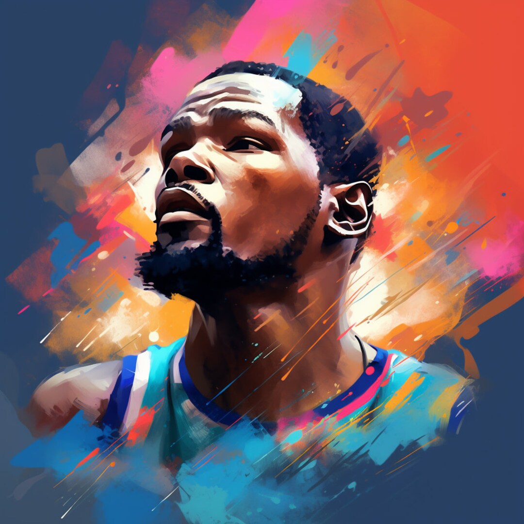 Kevin Durant Art, KD Poster, OKC Thunder Portrait, NBA Player Wallart ...