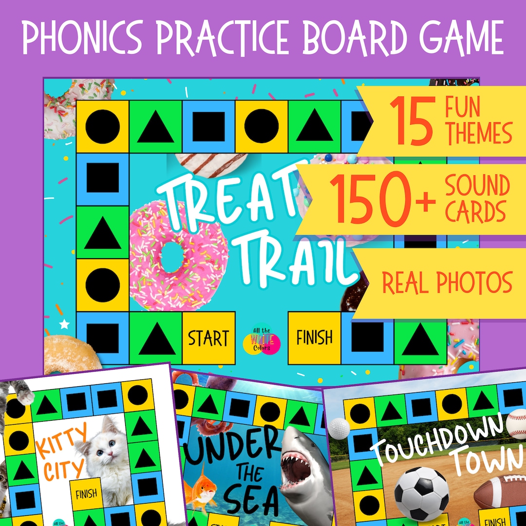 Treat Trail Phonics Board Game - R-controlled Vowels, Magic E, Vowel ...