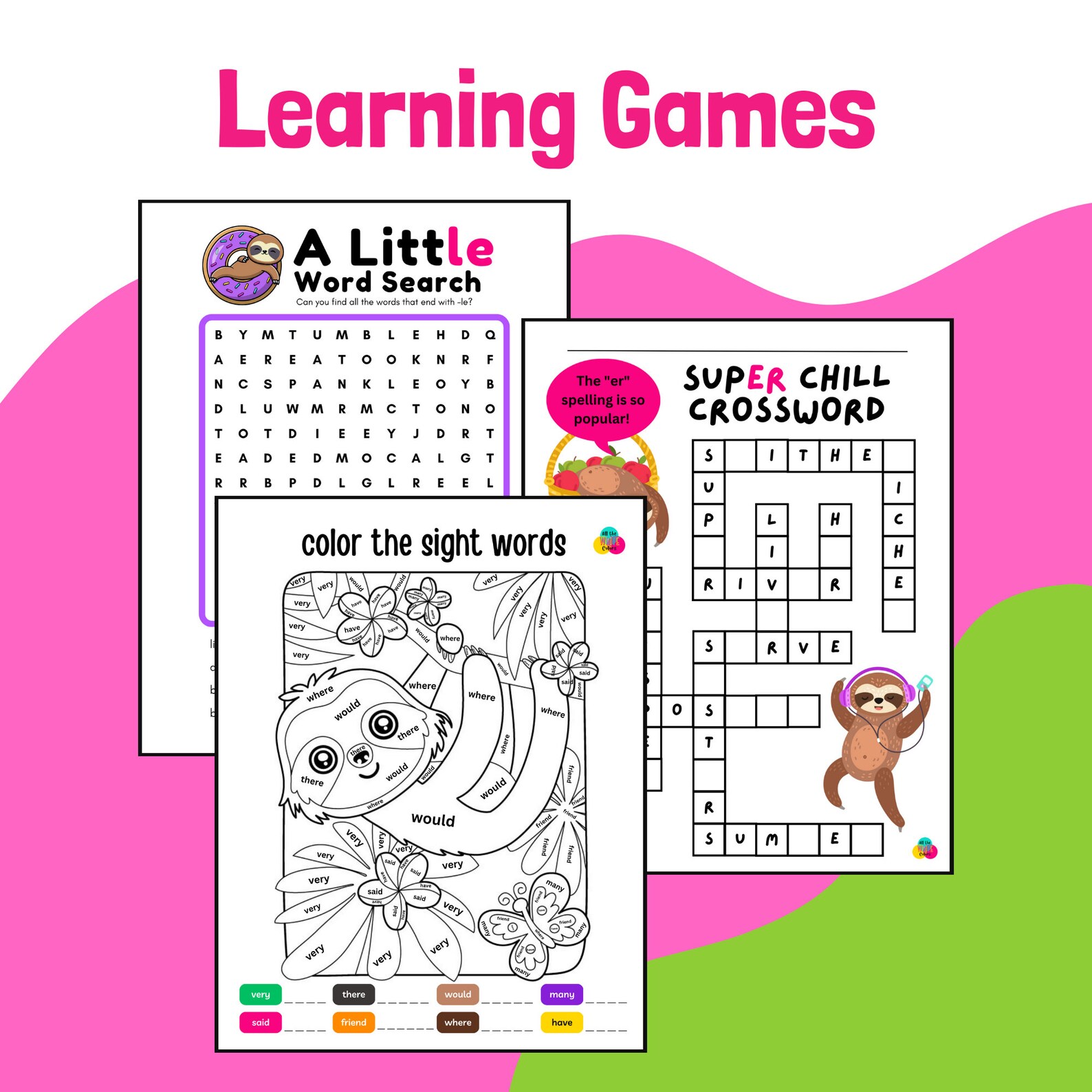 Sloth Spelling Activity Bundle for Ages 7-12 - Etsy