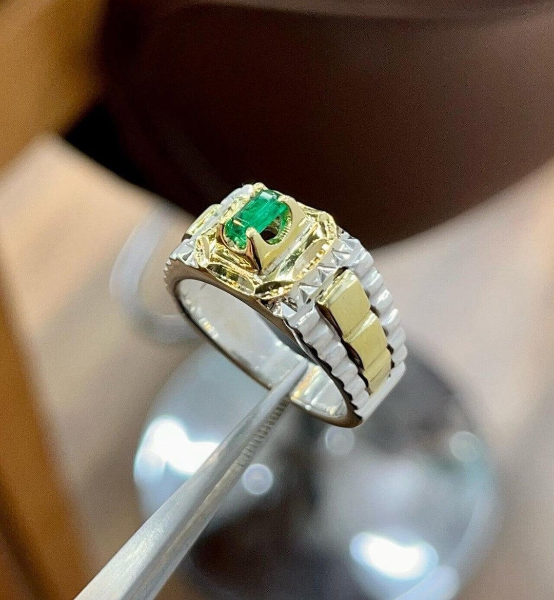Natural Panjshir Emerald Zamurd Stone Silver Ring Valentine Gift ...