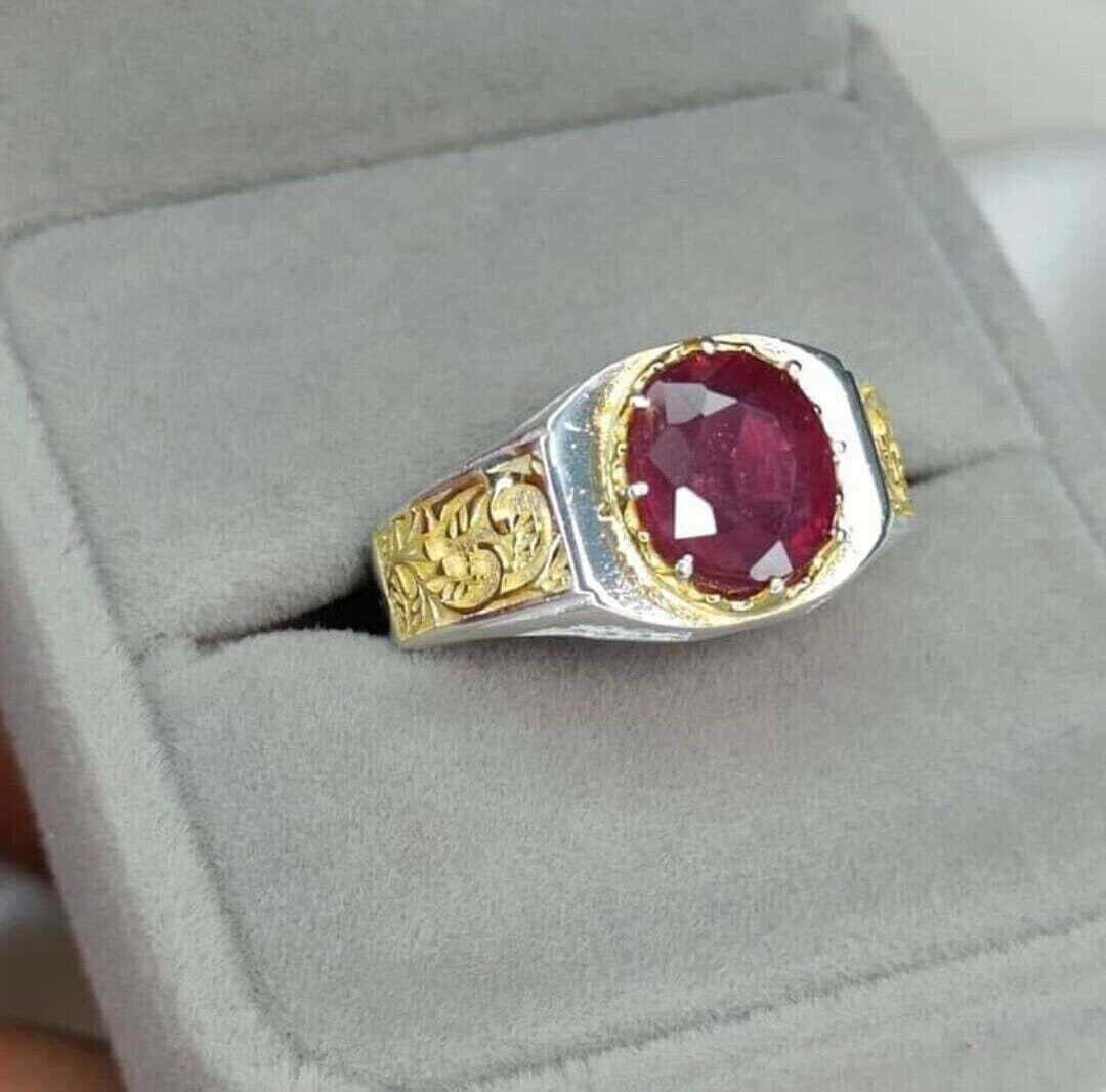 Original African Ruby Stone Ring African Yaqoot Real Natural Ruby ...