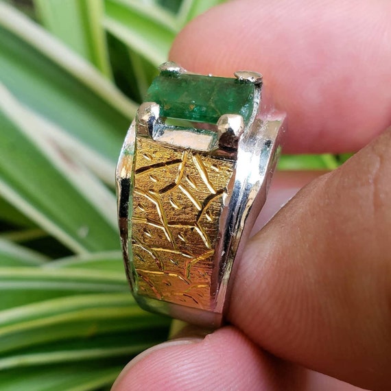 Real Swat Emerald Zamurd Stone Sterling Silver Mens R… - Gem