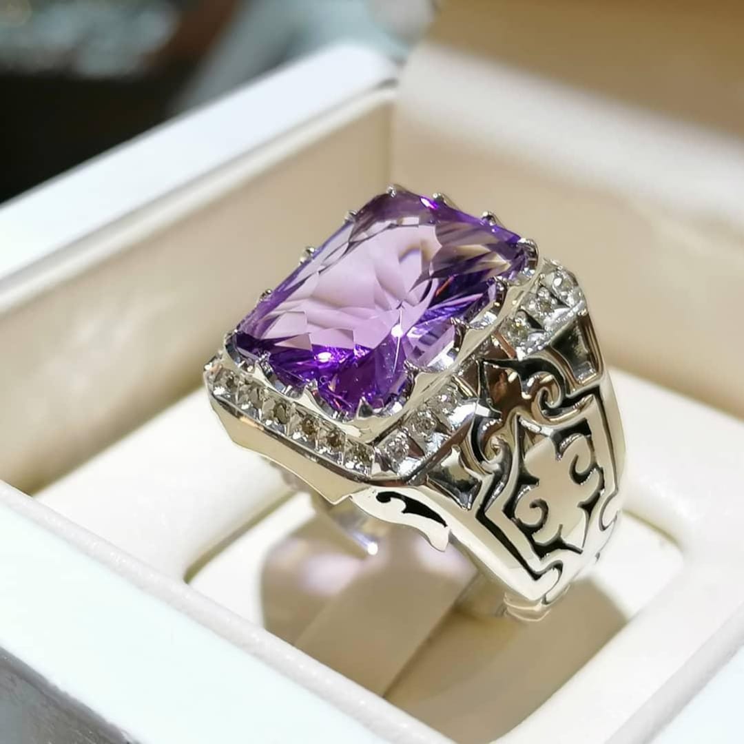 Natural Purple Amethyst Gemstone Ring – Natural Stone, Handcrafted ...