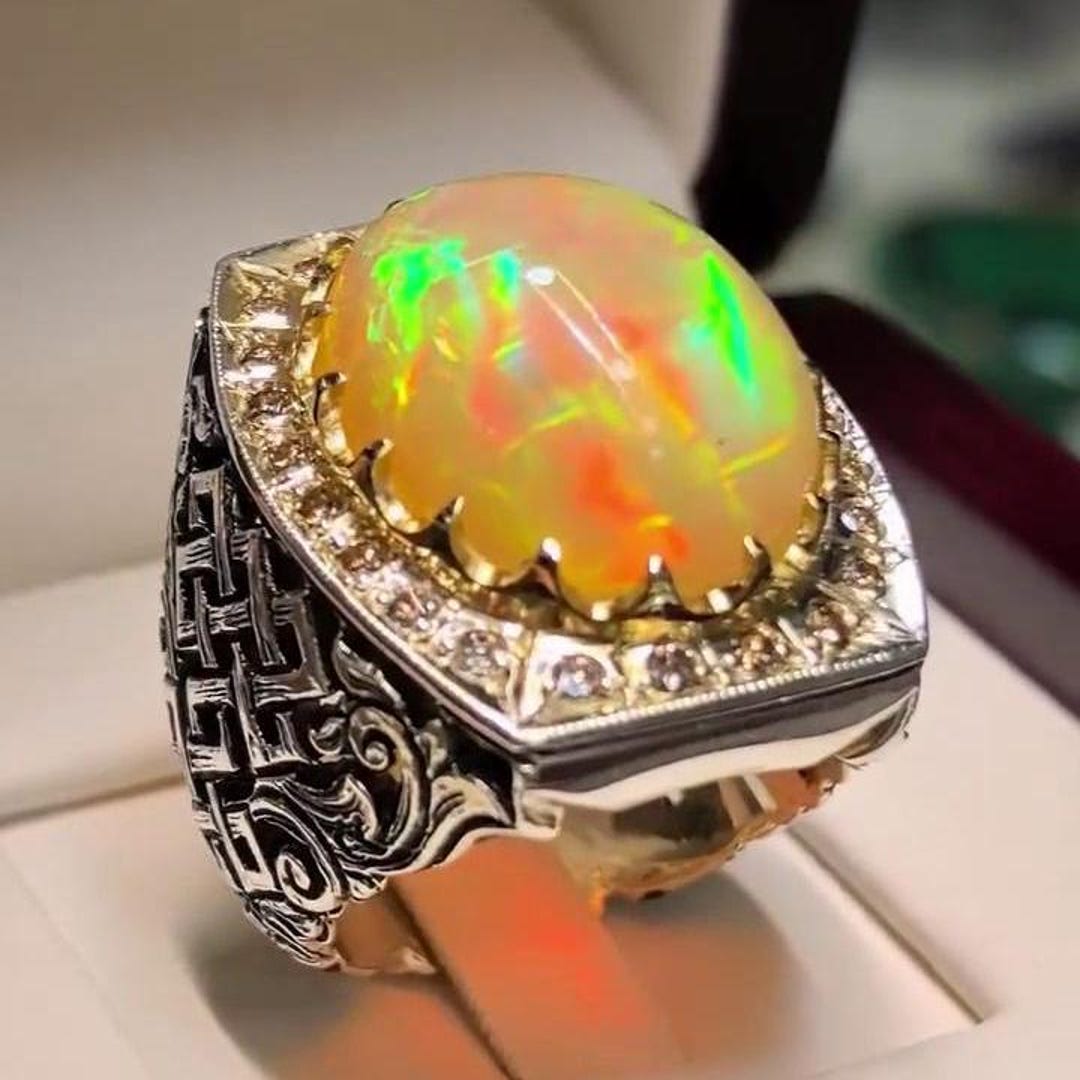 Natural Opal Ring - Genuine Opal Gemstone Jewelry for Men & Women ...