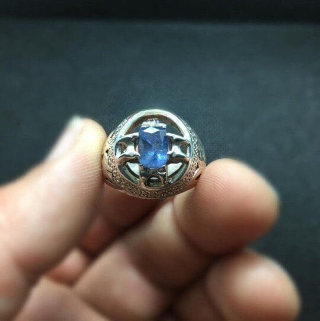 Natural Ceylon Blue Sapphire Stone Sterling Silver 925 Ring Original ...