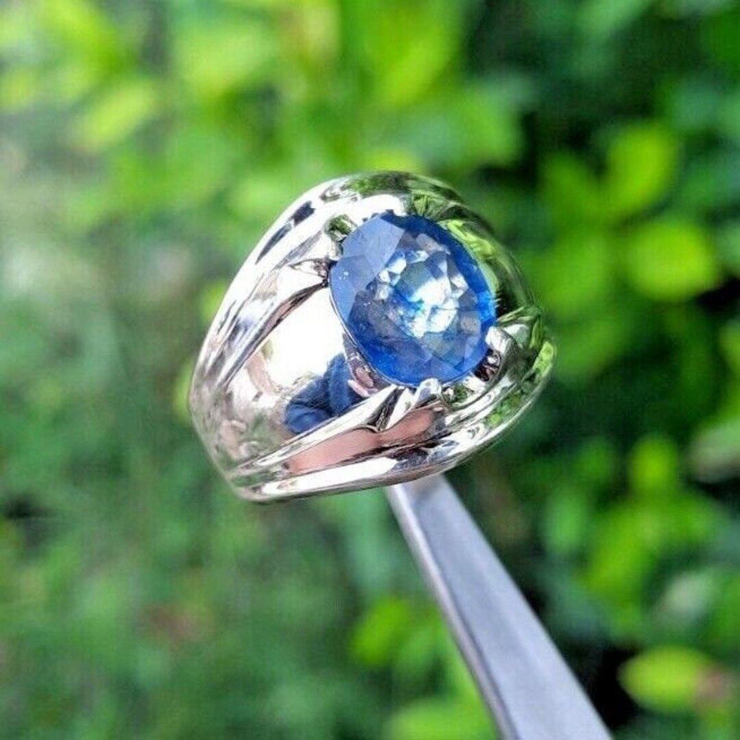 Royal Blue Ceylon Blue Sapphire Stone Ring Mens Real Ceylon Neelam ...
