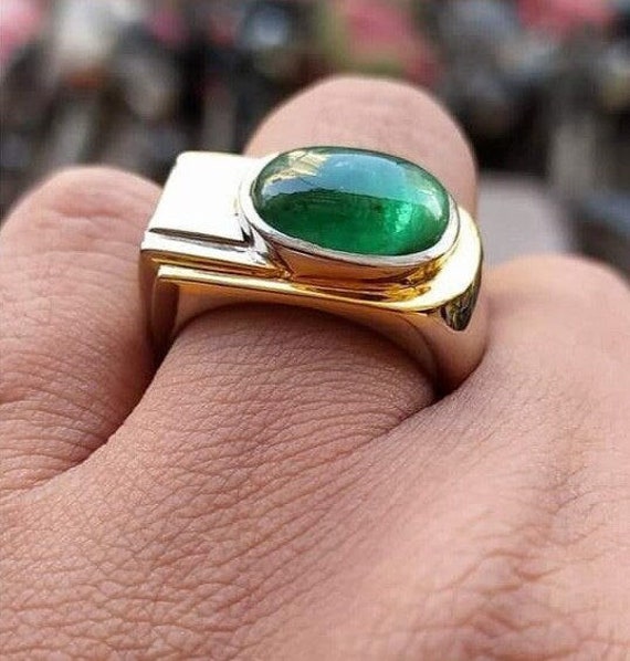 Natural Cabochon Style Emerald Cab Stone Gold Plated … - Gem