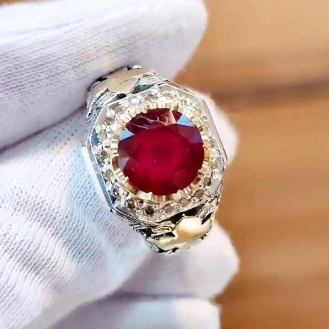 Original Red Ruby Gemstone Ring – Exquisite Red Gemstone Ring, Perfect ...