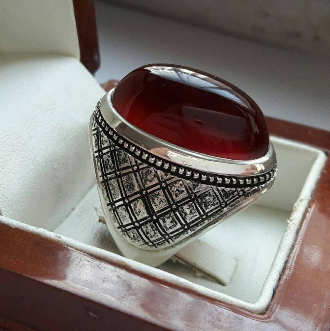 Original Yemeni Aqeeq Stone Sterling Silver Ring Shia Ring Muharram ...