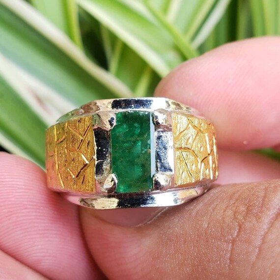 Real Swat Emerald Zamurd Stone Sterling Silver Mens R… - Gem