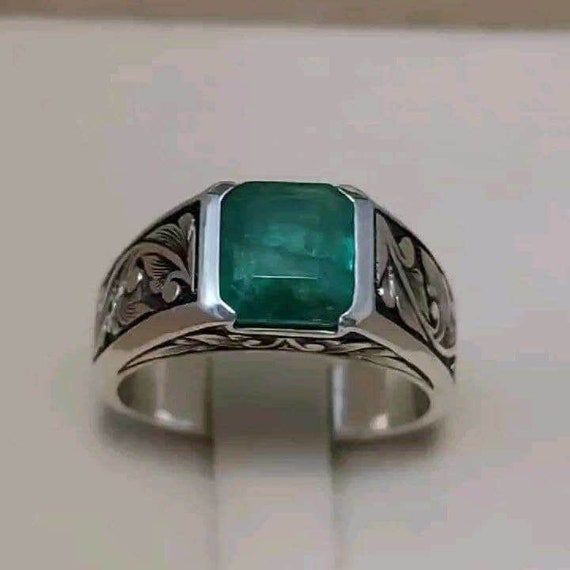 Natural Indian Emerald Stone Silver 925 Ring Real Ind… - Gem