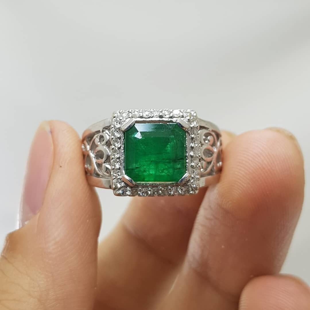 Original Indian Emerald Zamurd Stone Sterling Silver 925 Ring Real ...