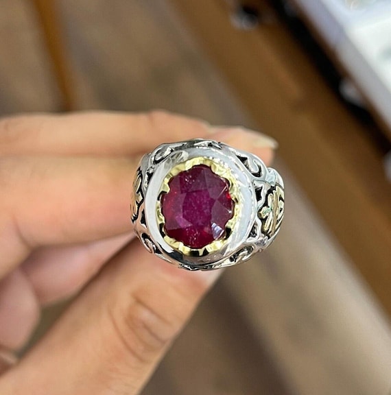 Original Pigeon Blood Red African Ruby Ring Real Ruby… - Gem