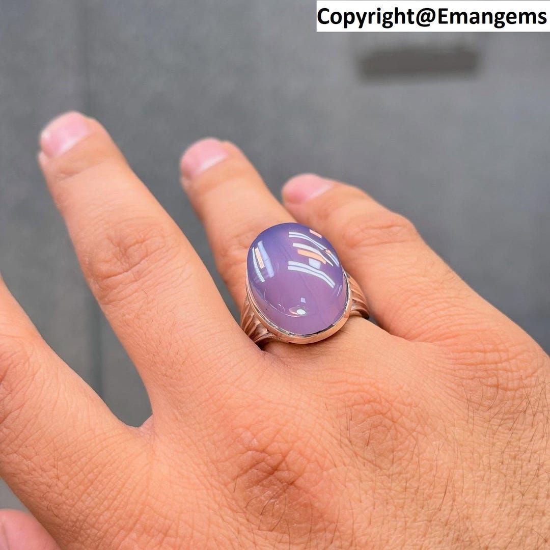 Unheated Real Yemeni Aqua Bluish Agate Ring - Original Yemen Stone ...