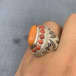 Italian Red Coral Marjan Moonga Stone Sterling Silver Ring Real Red Coral Ring - Etsy