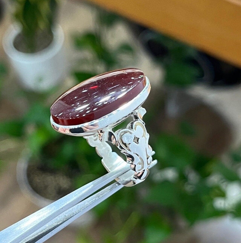 Natural Big Size Brown Yemeni Aqeeq Akik Haqeeq Stone Sterling Silver ...