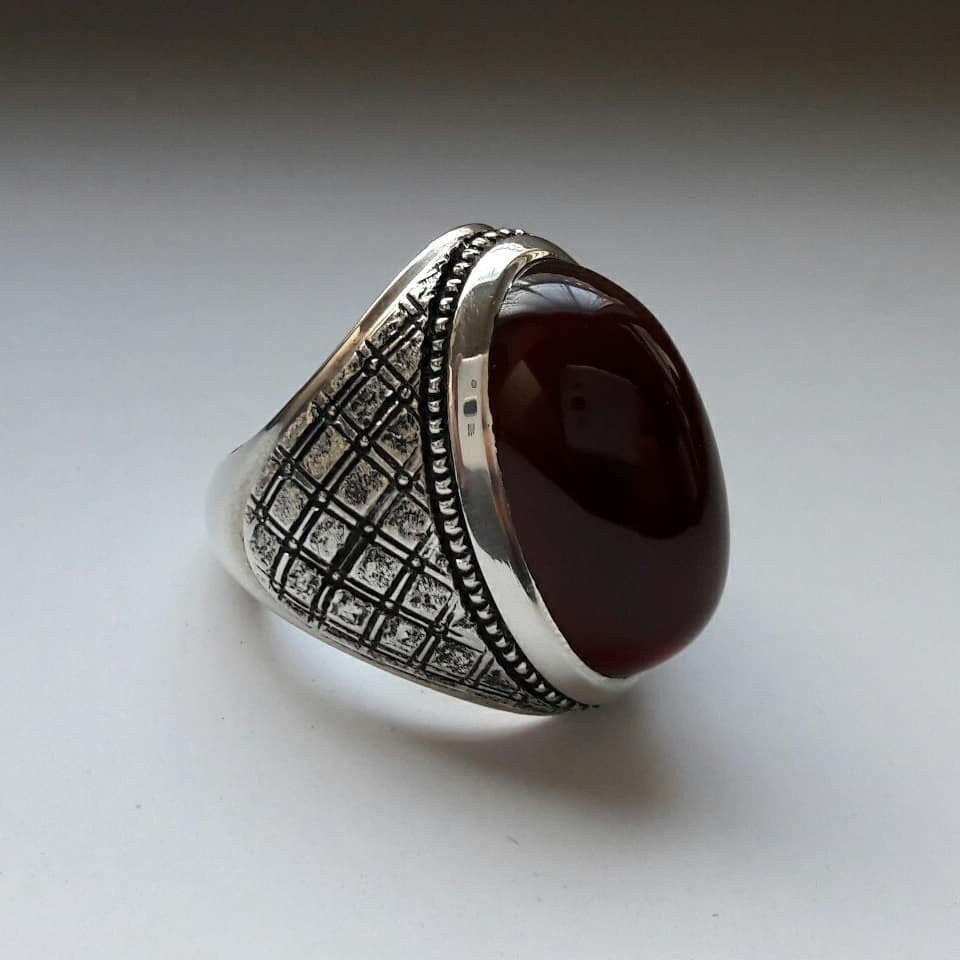Original Yemeni Aqeeq Stone Sterling Silver Ring Shia Ring Muharram ...
