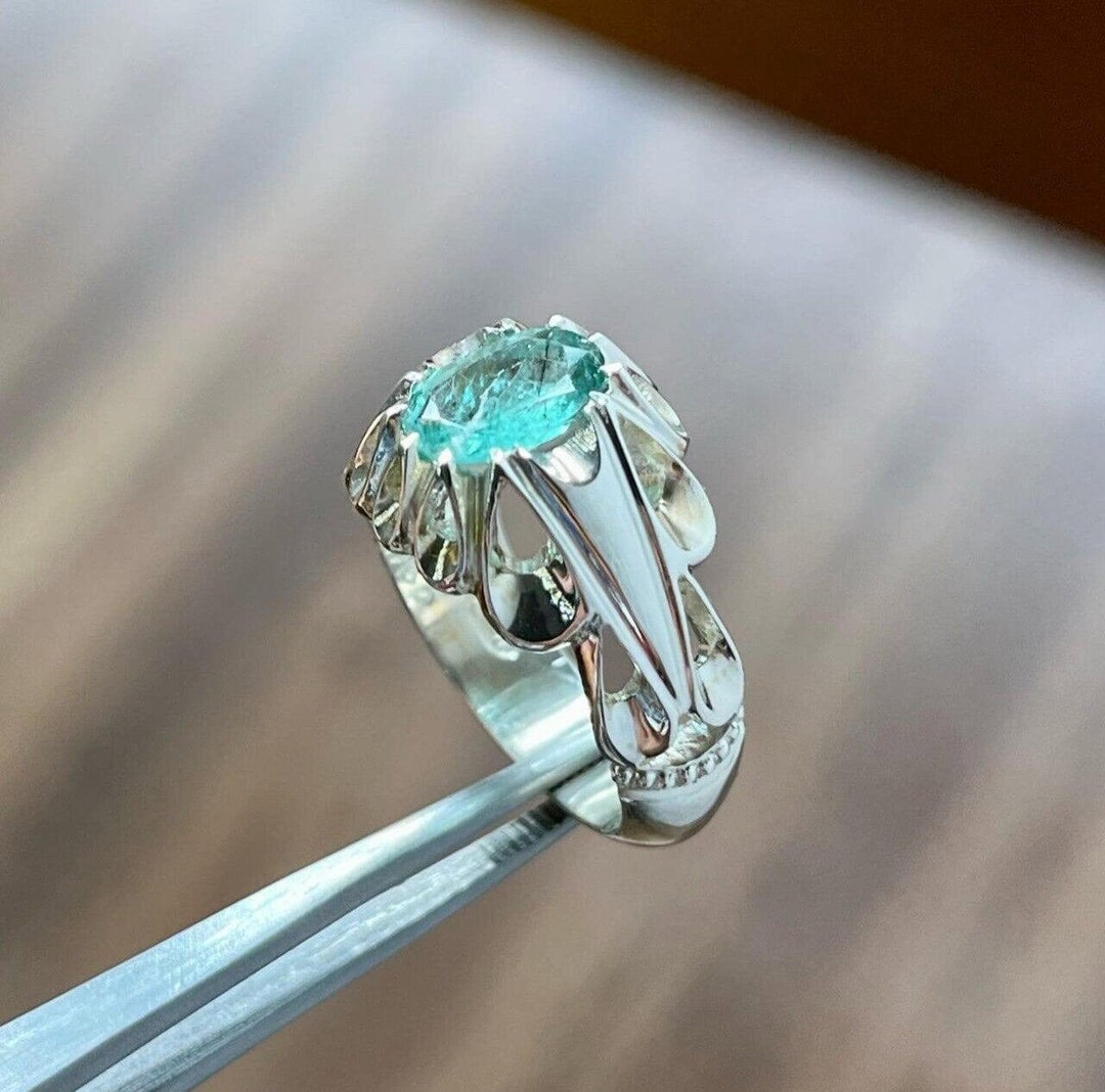 Semi Transparent Panjshir Emerald Zamurd Stone Sterling Silver Ring ...
