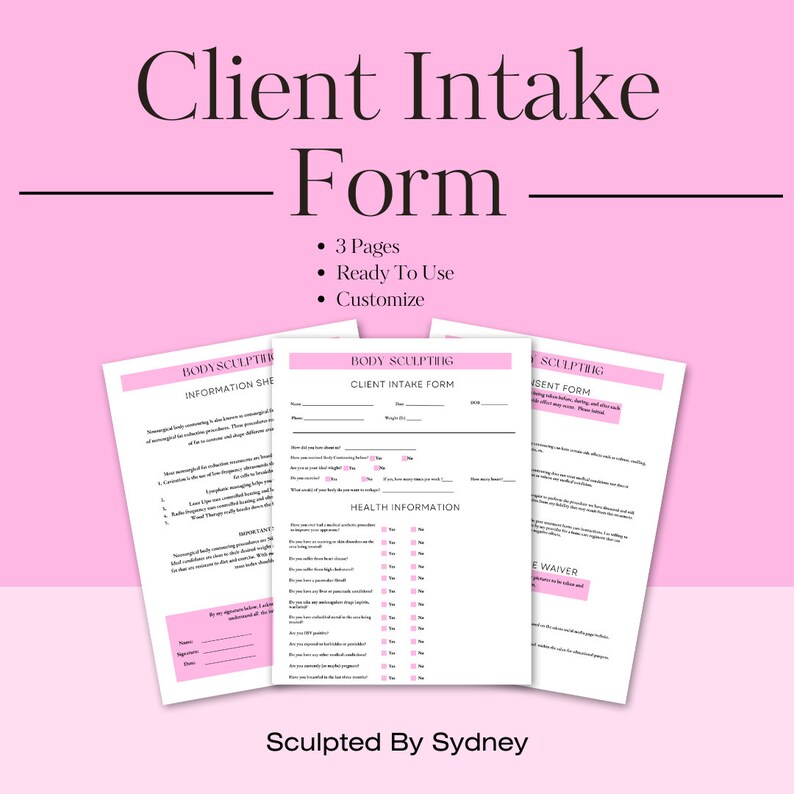 Body Sculpting Intake Form - Etsy