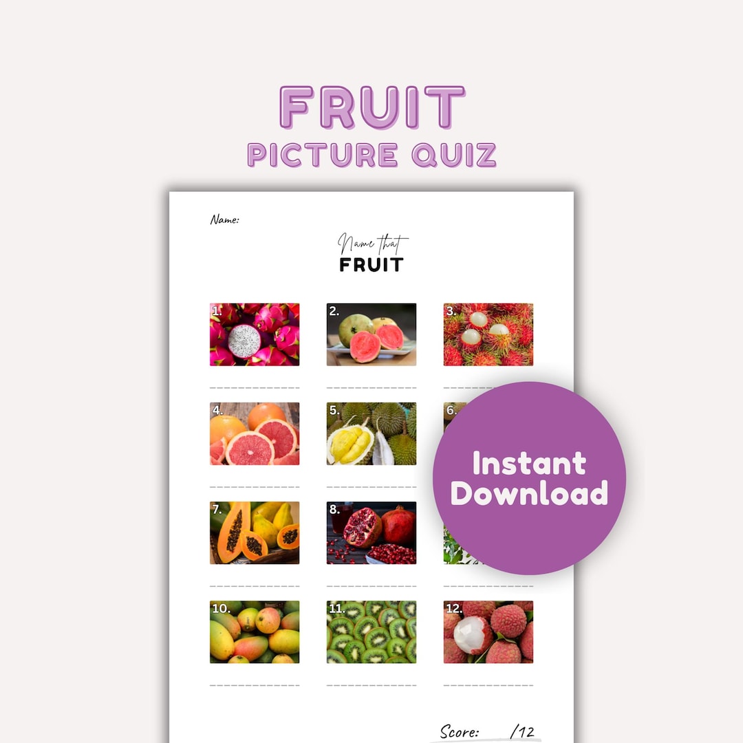Fruits Quiz, Name the Fruit Game, Printable Quizzes, Fun Picture ...