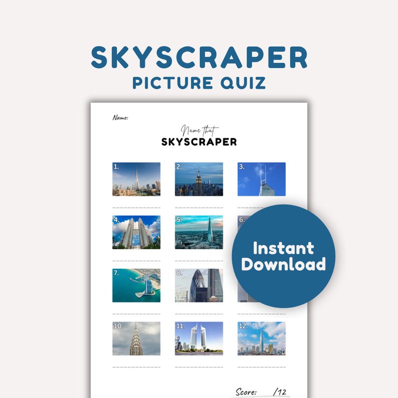 Skyscraper Picture Quiz: Printable Trivia Game (instant Download) - Etsy